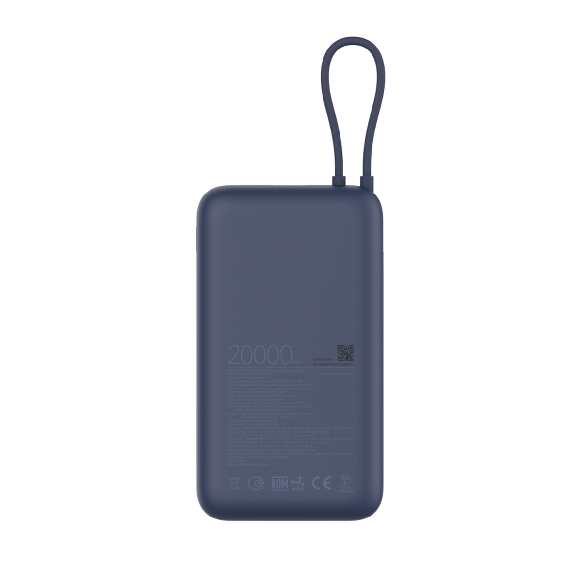 Xiaomi 33W Power Bank 20000mAh Cable Integrado Azul